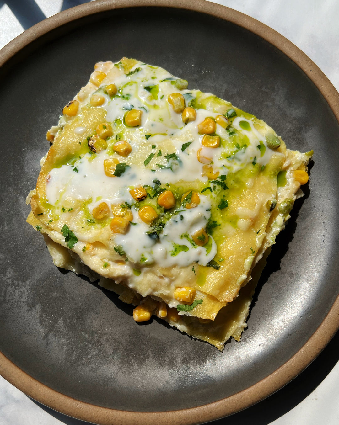 Lasagna with Roasted Shishito Peppers, Corn and Fontina Cream ...