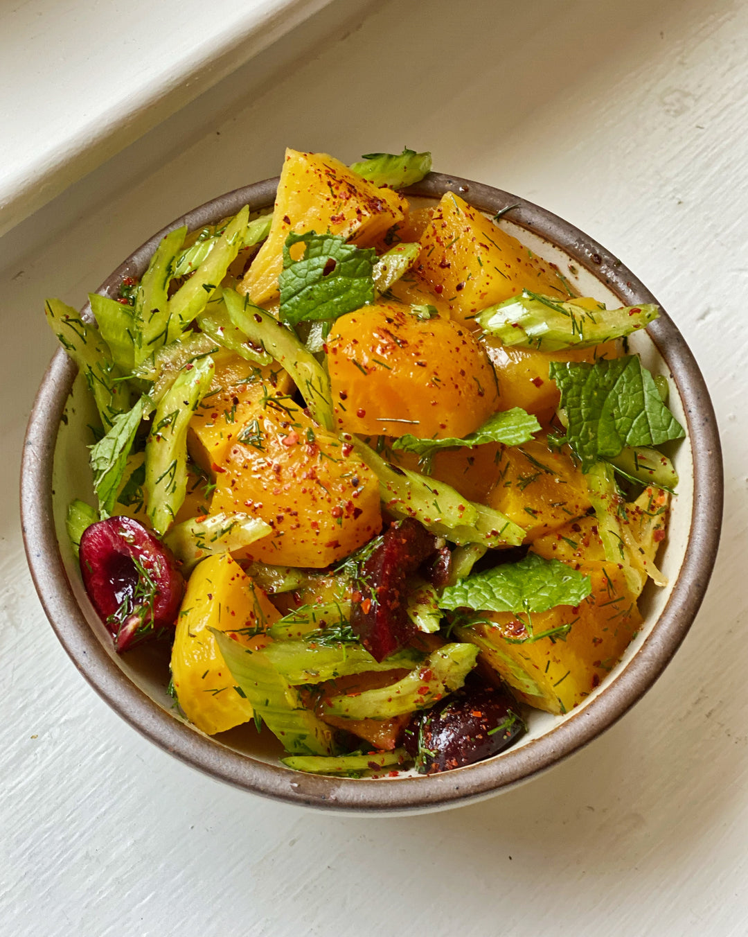 Golden Beets w/ Celery & Plum Mostarda – Redstart Foods